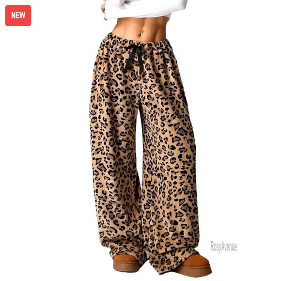 Intimates & Sleepwear | Fuzzy Wide Leg Pajama Pants Polyester Fluffy ...